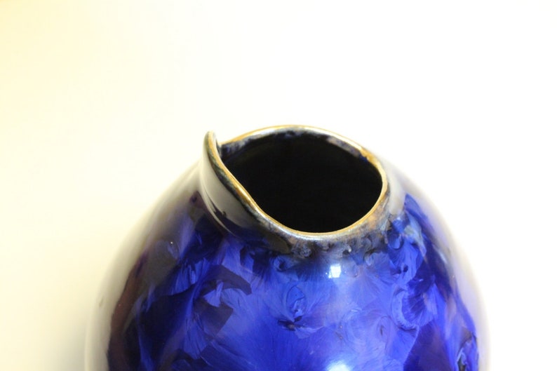 Vivid Crystalline Glazed Vase Blue Body Studio Pottery Very | Etsy