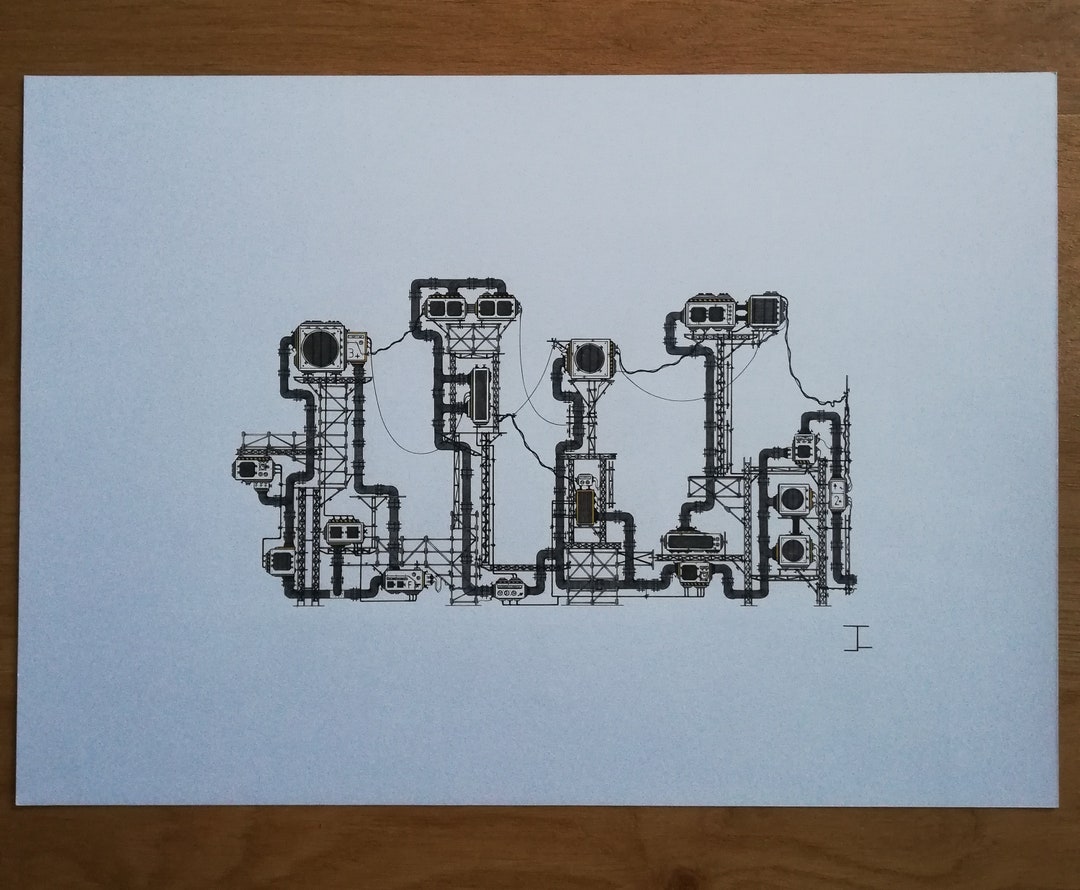 Original Drawing factory Connection - Etsy