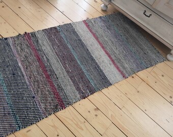 Swedish Vintage Extra Long Rag Rug Woven Rag Rug Striped Brown | Etsy
