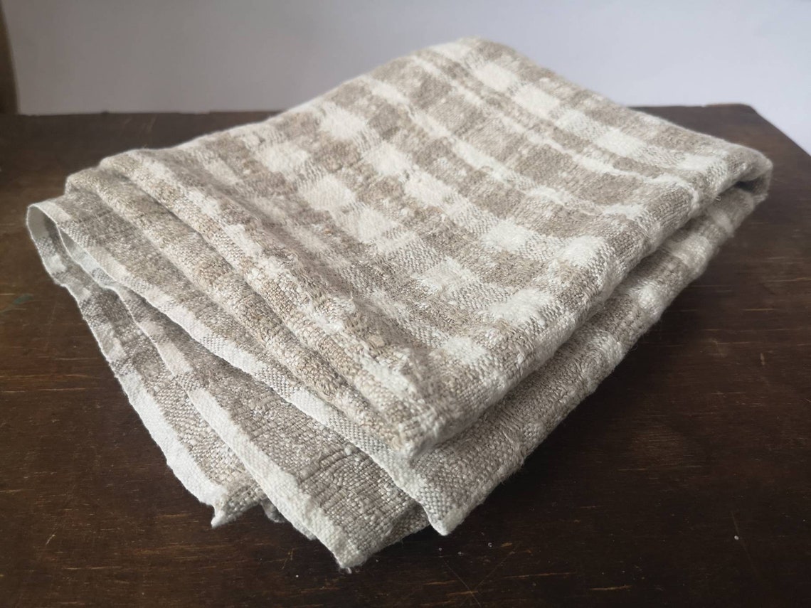 Swedish Vintage Gray White Table Cloth Woven Checkered Table Cloth ...