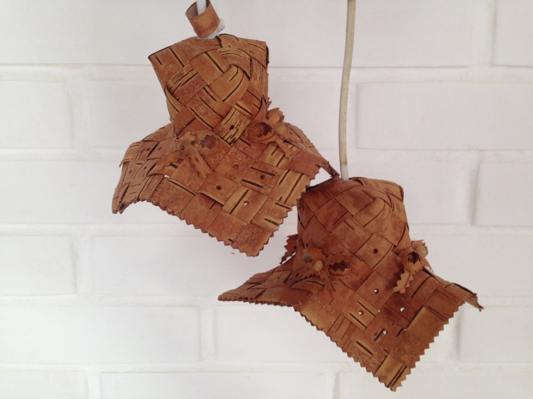 Swedish Birch Bark Lamp Set Birch Bark Hanging Lamp Shades Rustic ...