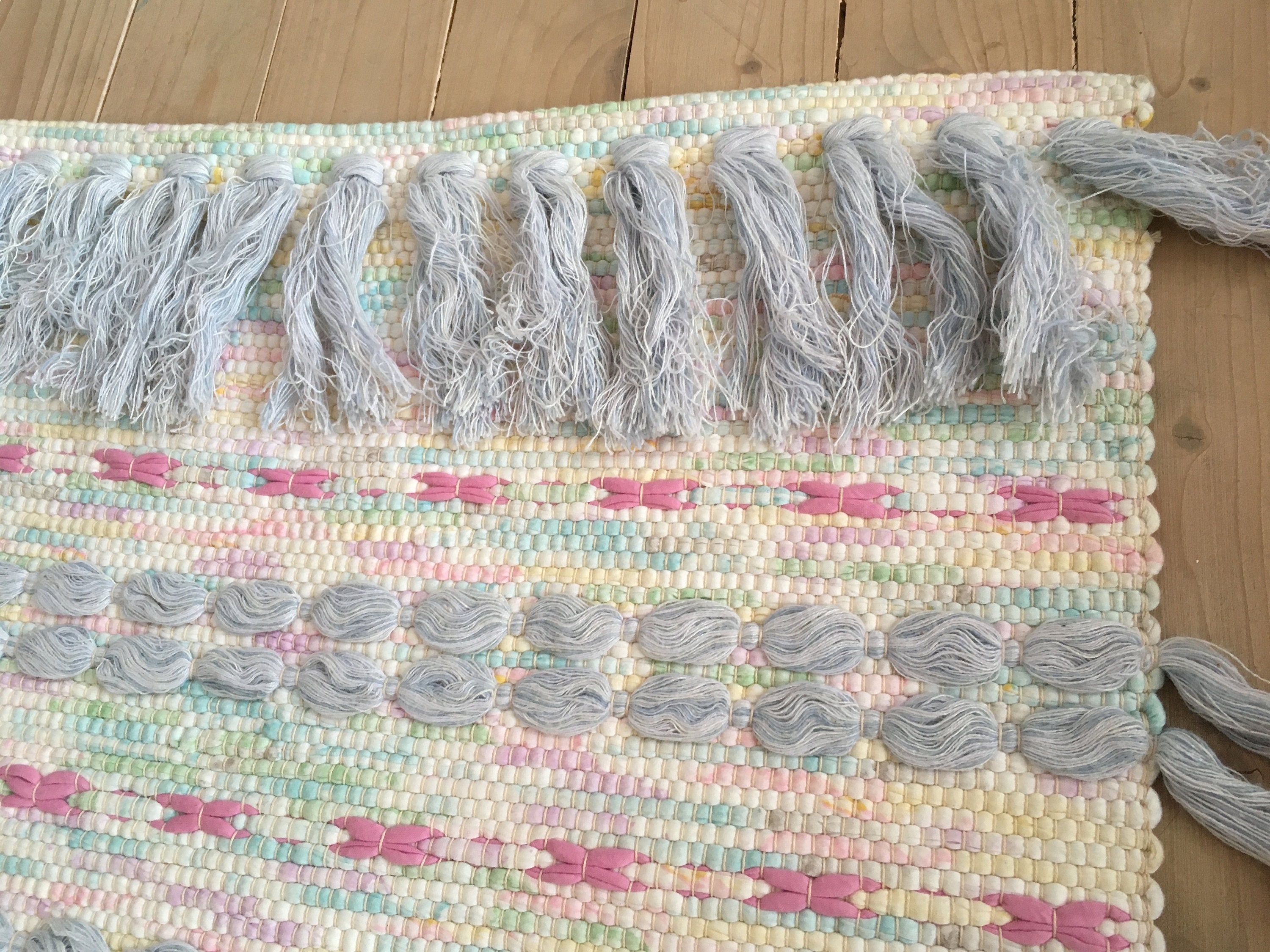 Swedish Vintage Pink Blue Rag Wall Hanging Woven Striped Rag - Etsy