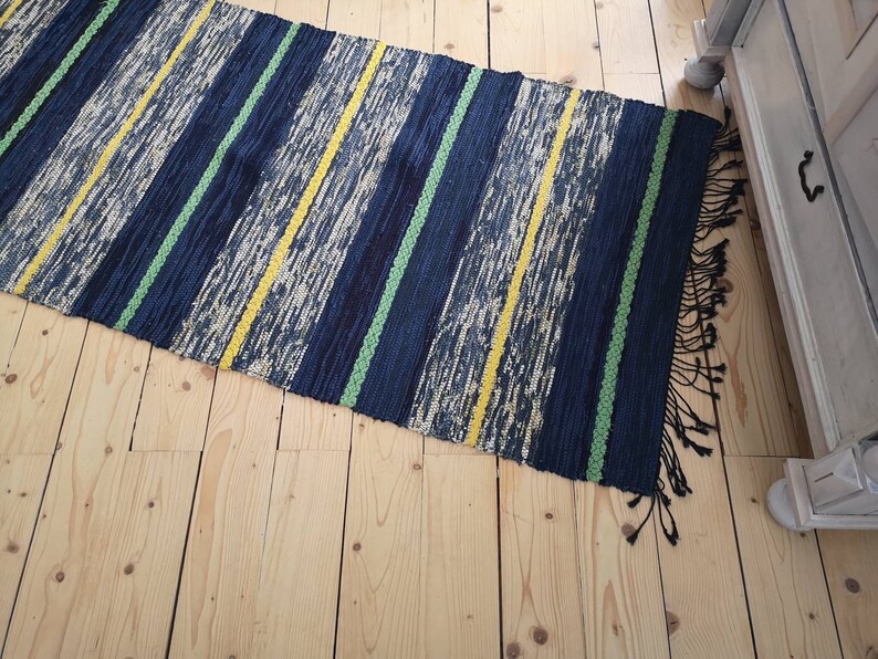 Swedish Vintage Extra Long Rag Rug Woven Rag Rug Striped - Etsy