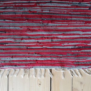 Swedish Rag Red Floor Runner Woven Striped Rag Rug Red Gray Striped ...