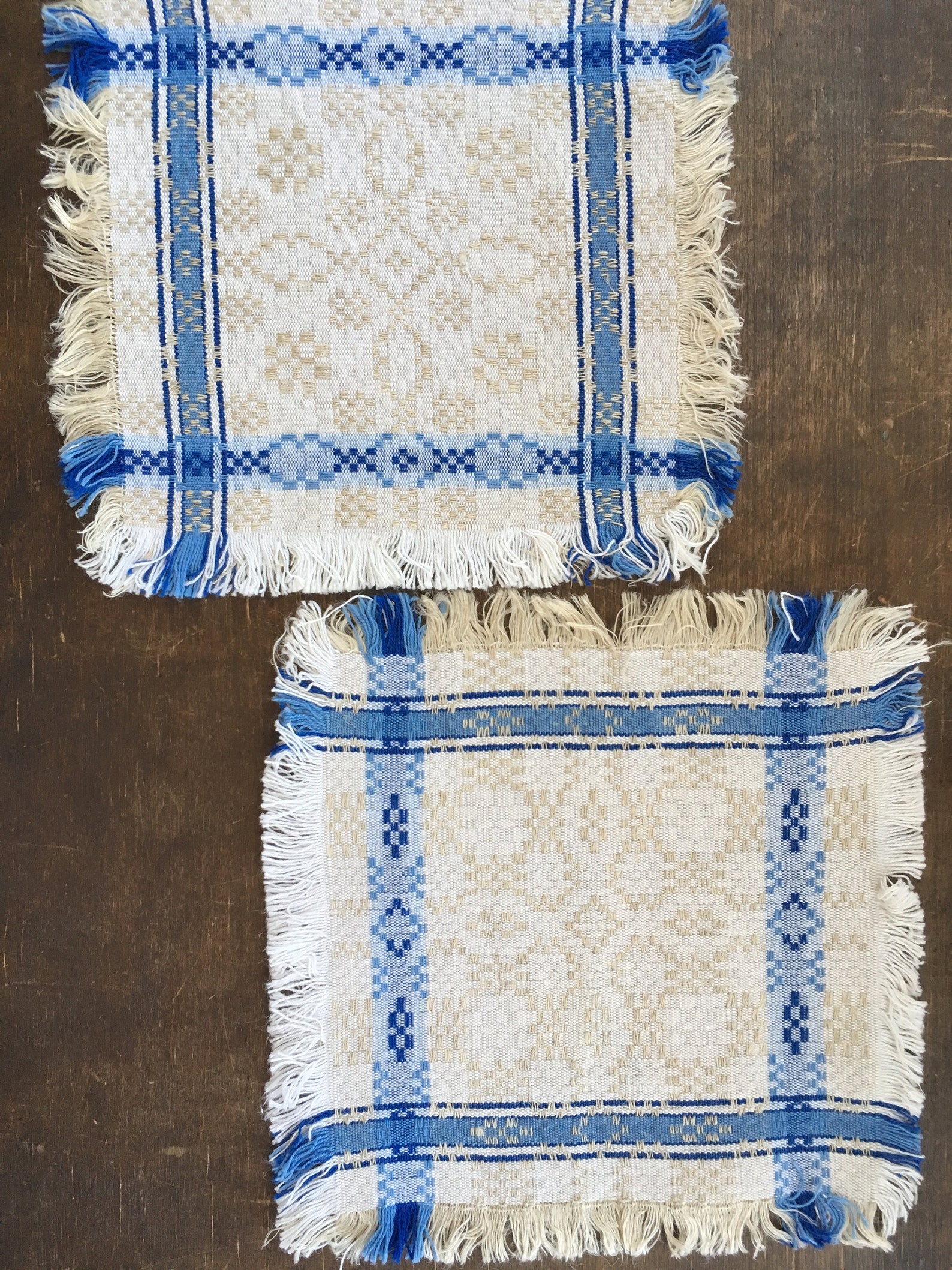 Swedish Woven Doilies Runner Set Small Blue White Plaid Napkins Checked ...