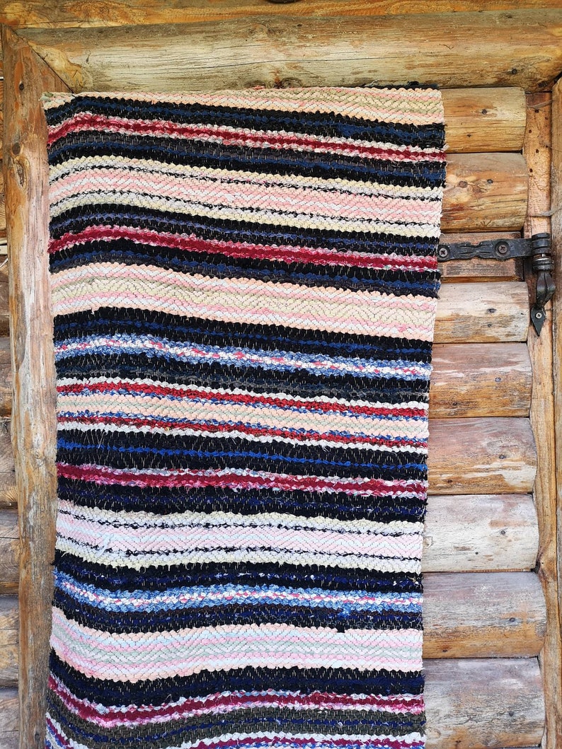 Swedish Vintage Extra Long Rag Rug Woven Rag Rug Multicolored | Etsy