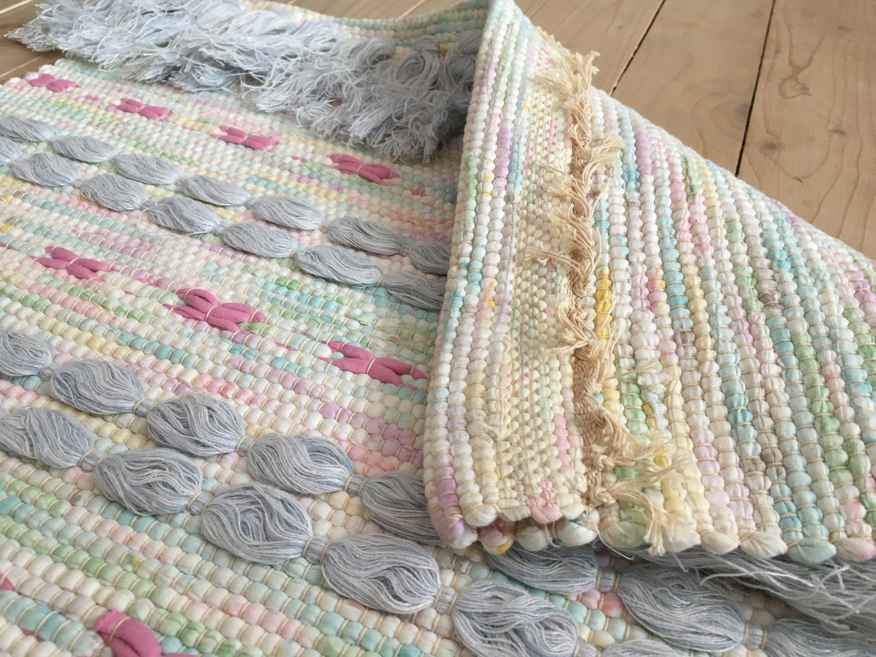 Swedish Vintage Pink Blue Rag Wall Hanging Woven Striped Rag - Etsy