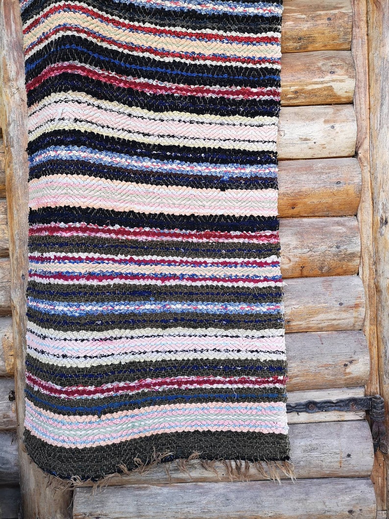 Swedish Vintage Extra Long Rag Rug Woven Rag Rug Multicolored | Etsy