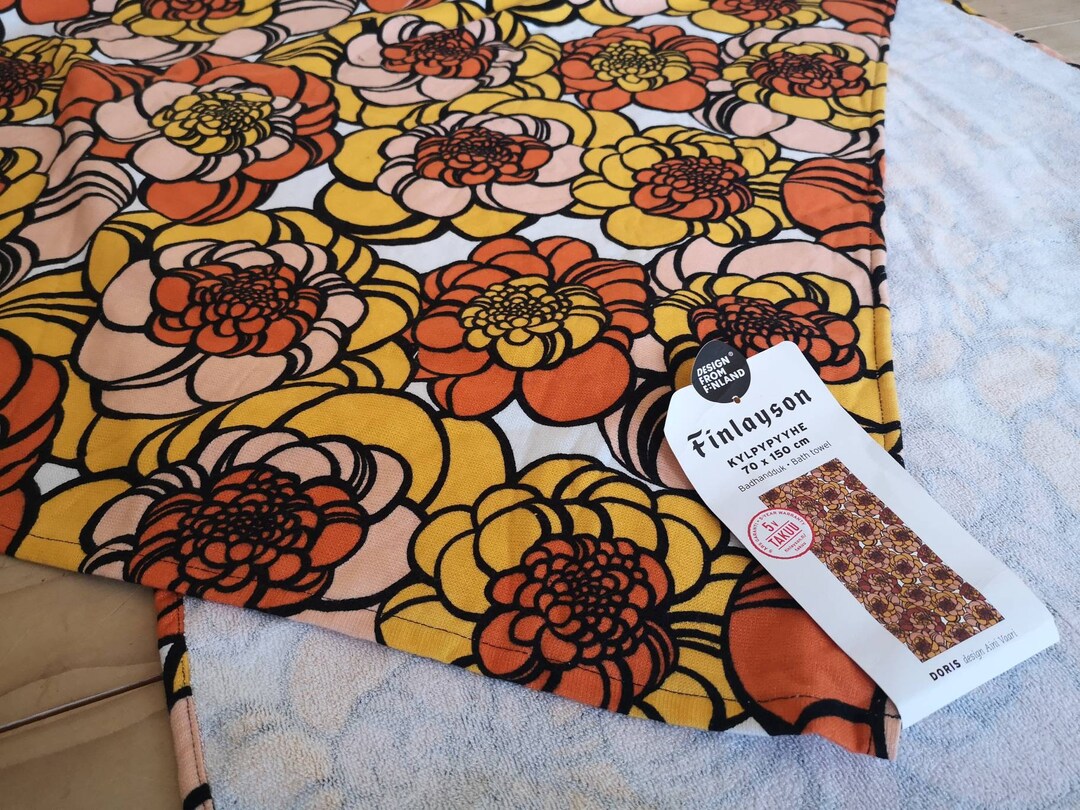 Vintage Finlayson Bath Towel Finnish Floral Towel Doris by Aini Vaari ...