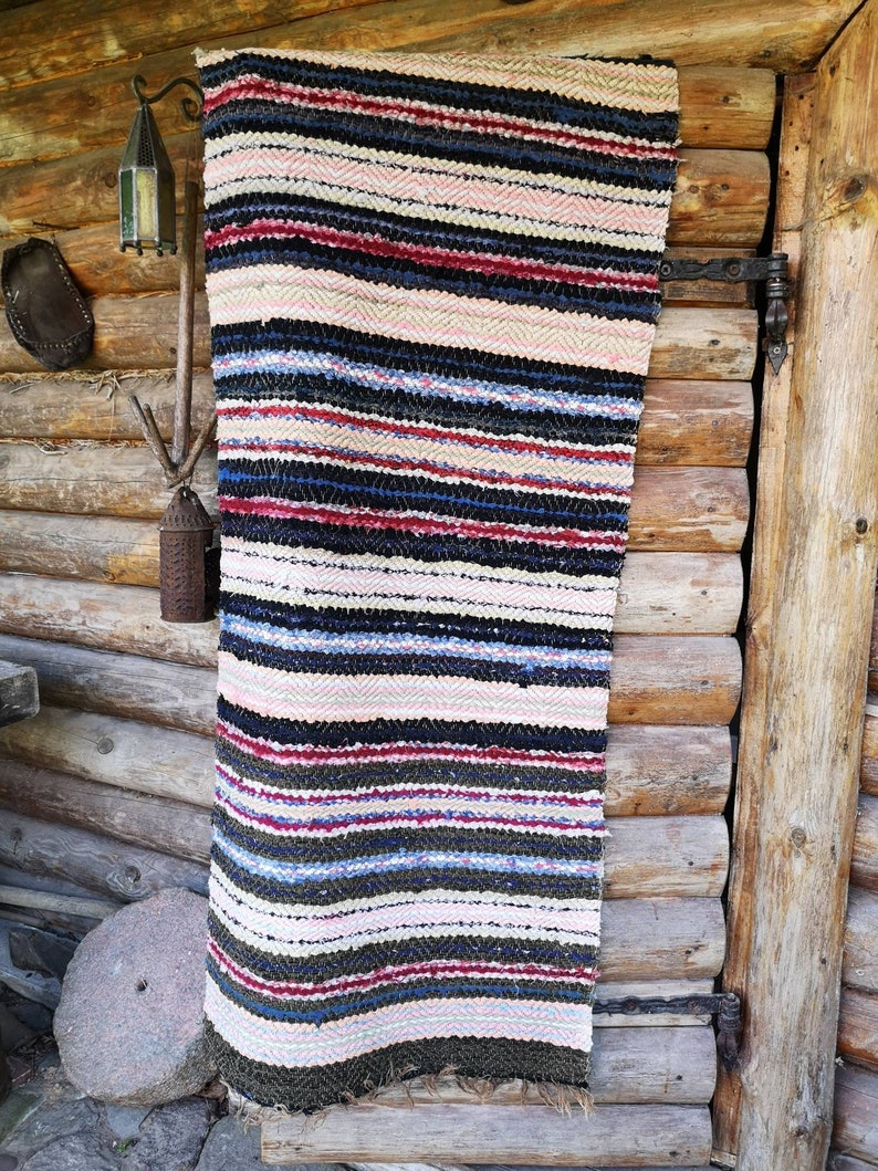 Swedish Vintage Extra Long Rag Rug Woven Rag Rug Multicolored | Etsy