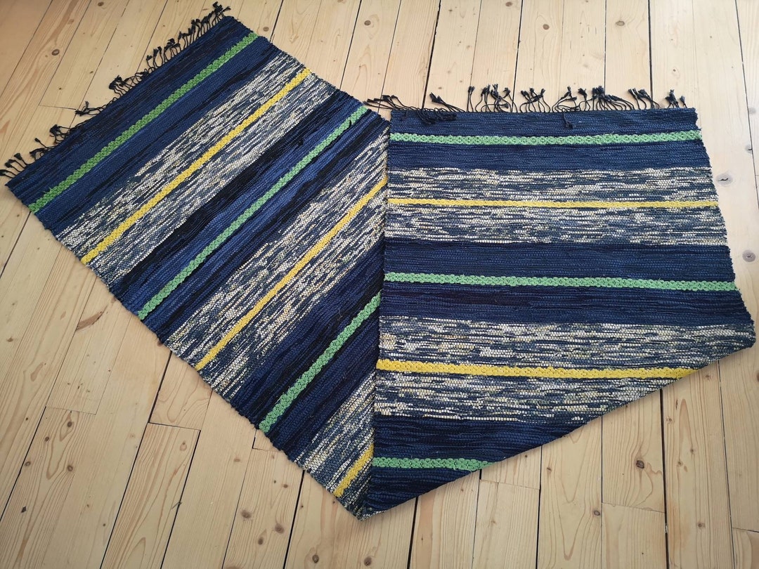 Swedish Vintage Extra Long Rag Rug Woven Rag Rug Striped Multicolored ...