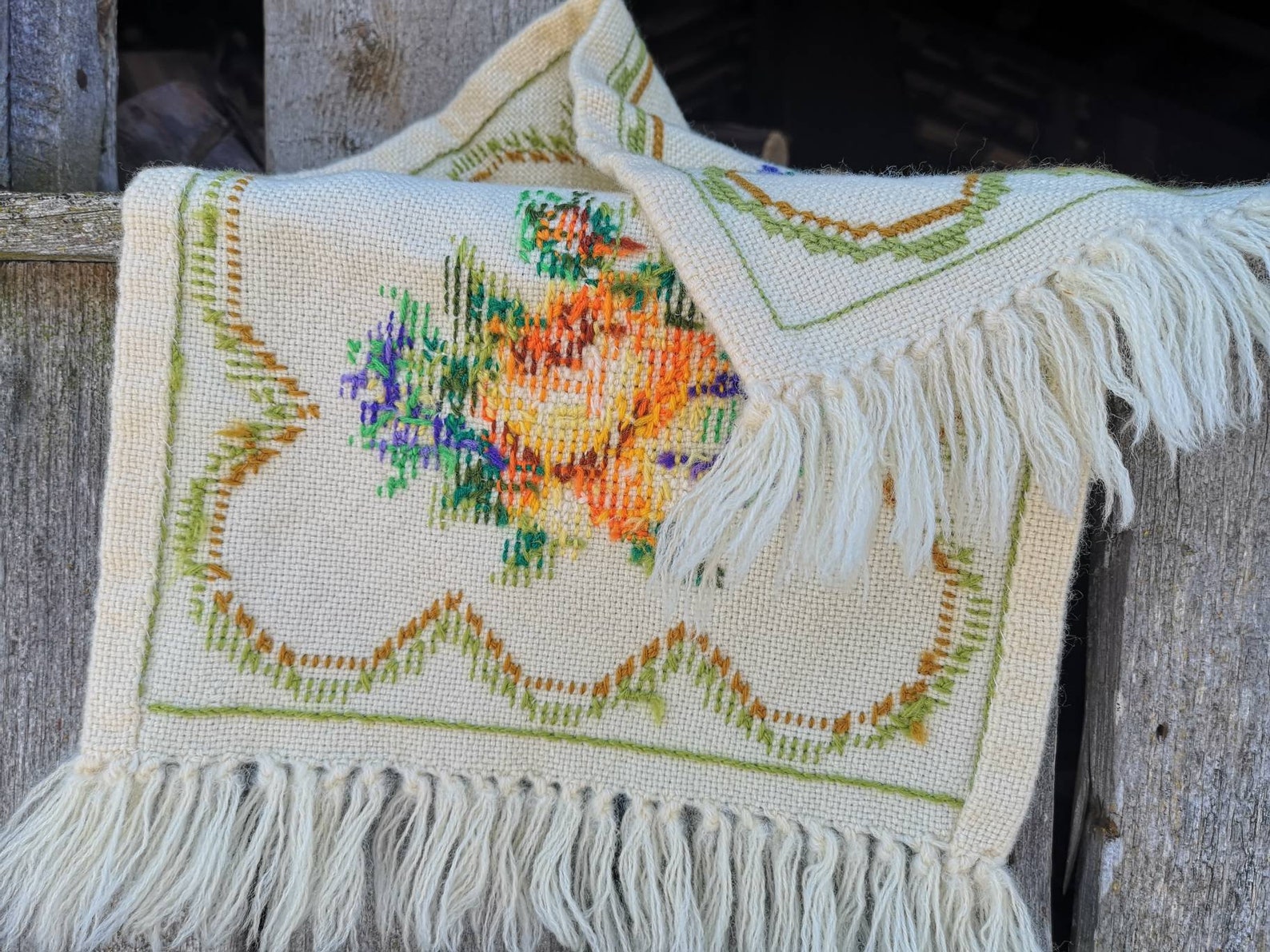 Vintage Scandinavian Wool Table Runner Wool Embroidered Runner - Etsy