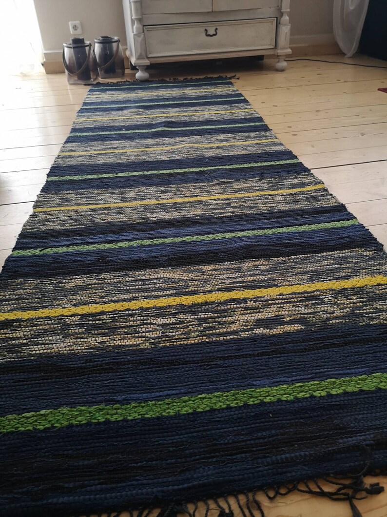 Swedish Vintage Extra Long Rag Rug Woven Rag Rug Striped - Etsy