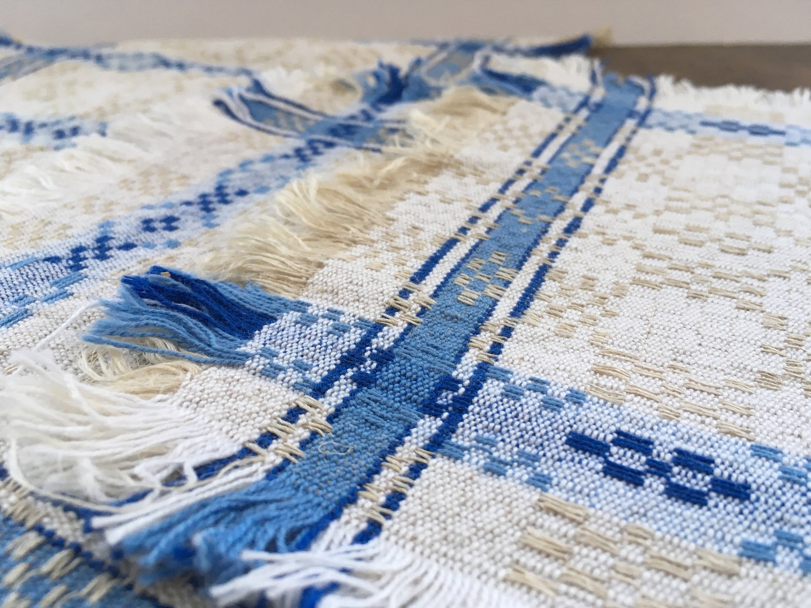 Swedish Woven Doilies Runner Set Small Blue White Plaid Napkins Checked ...