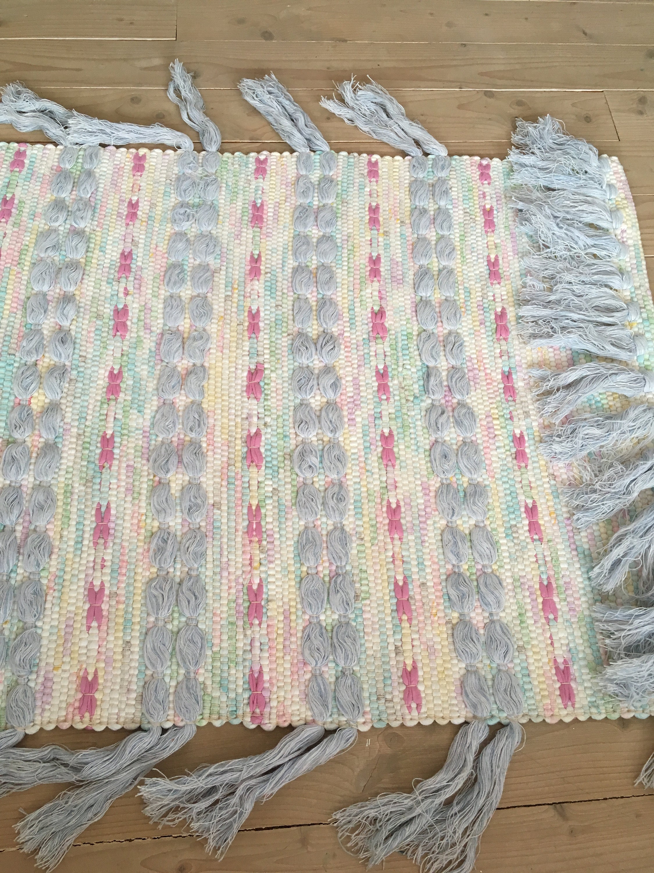 Swedish Vintage Pink Blue Rag Wall Hanging Woven Striped Rag - Etsy