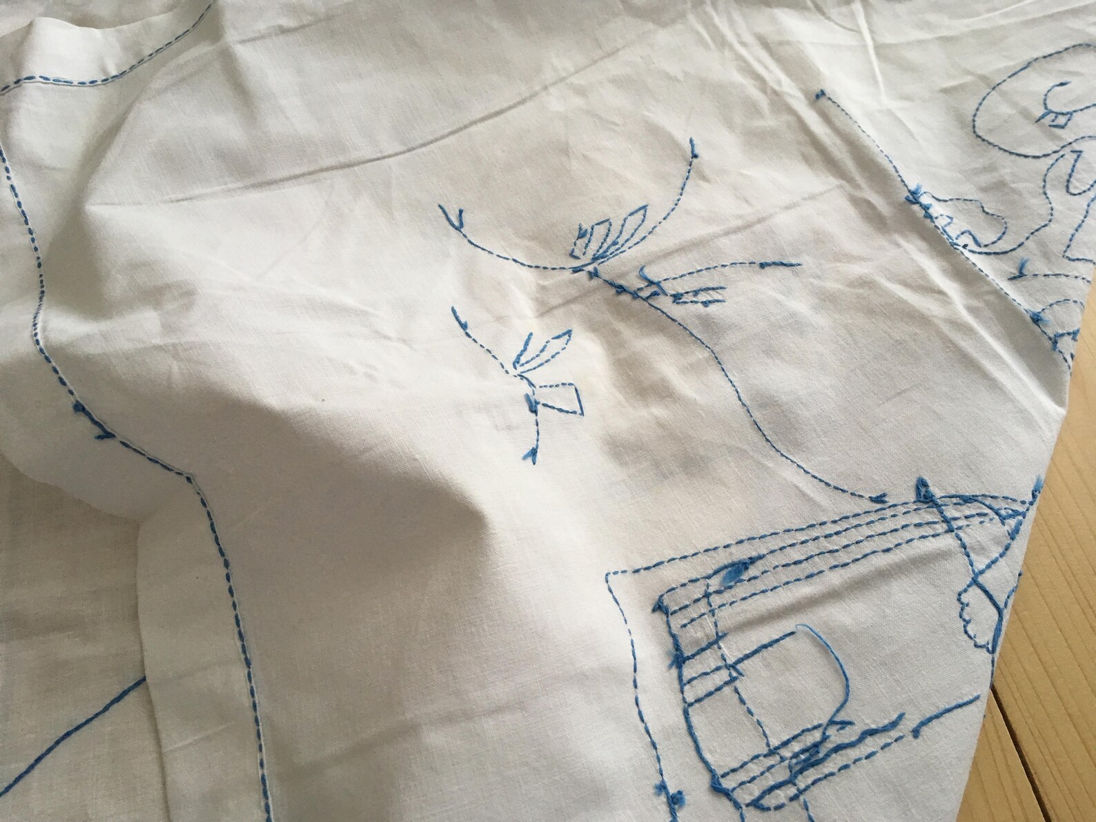 Antique Bluework Embroidery Antique Embroidered Window Panel | Etsy