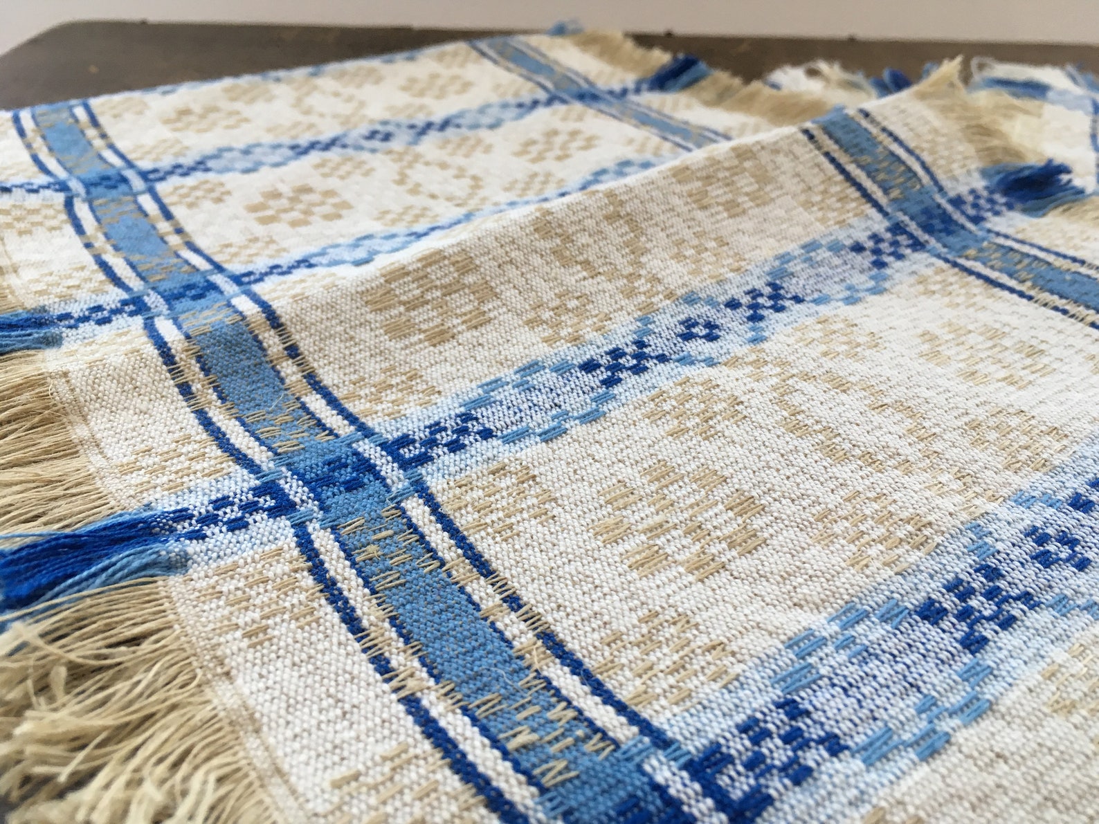 Swedish Woven Doilies Runner Set Small Blue White Plaid Napkins Checked ...