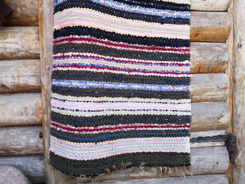 Swedish Vintage Extra Long Rag Rug Woven Rag Rug Multicolored | Etsy