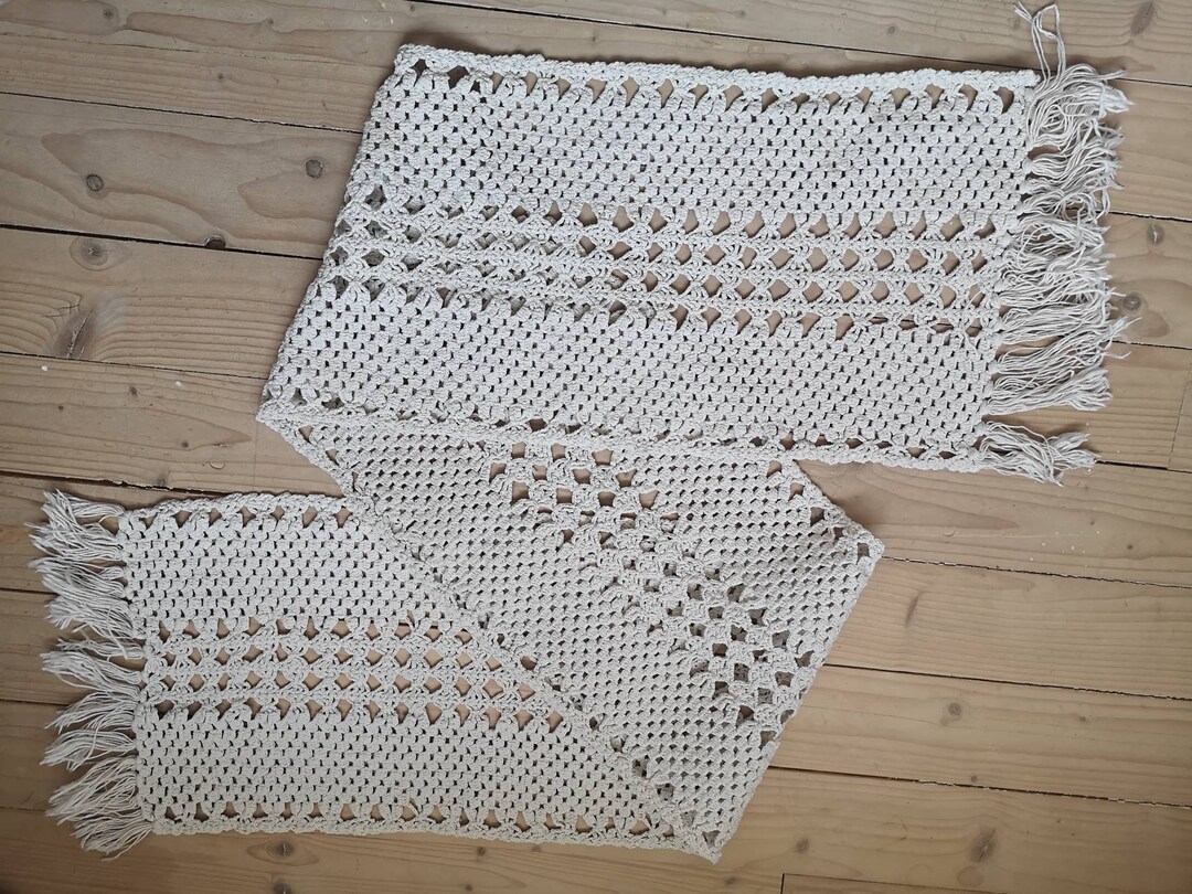 Vintage Crocheted Table Runner White Hand Crocheted Table Runner ...