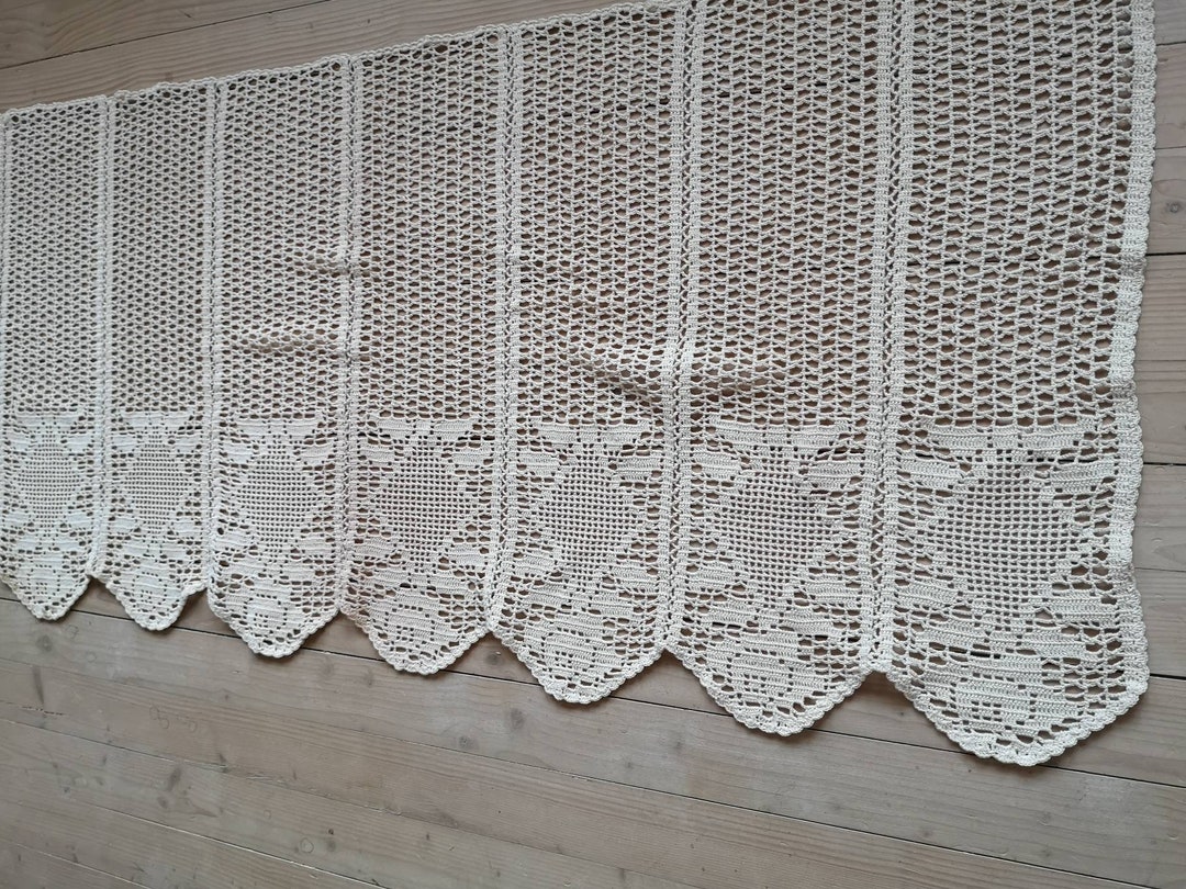 Swedish Vintage Crochet Valance off White Crochet Valance Handmade ...