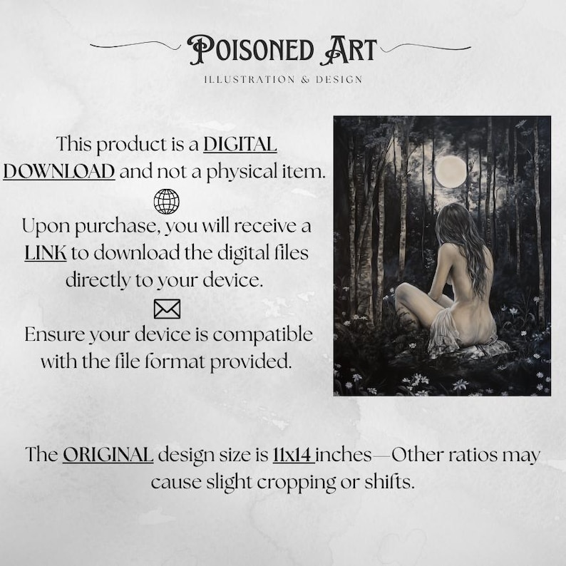 Dark Fantasy Art Print, Moonlight Forest Girl (digital Download) - Etsy UK