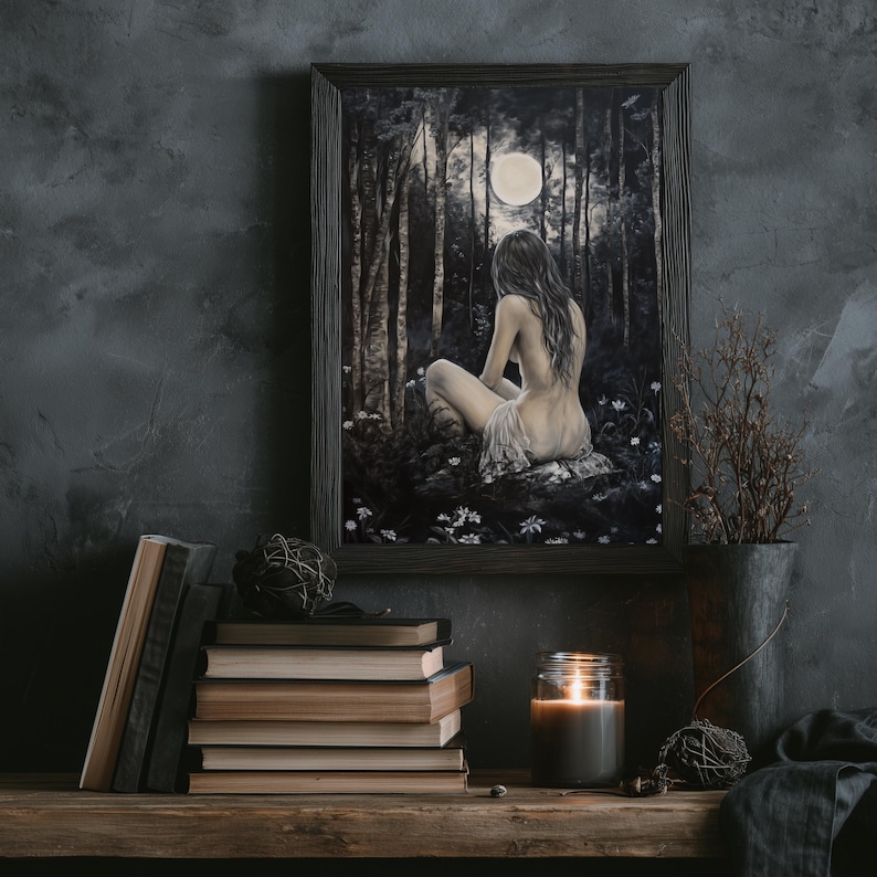 Dark Fantasy Art Print, Moonlight Forest Girl (digital Download) - Etsy UK