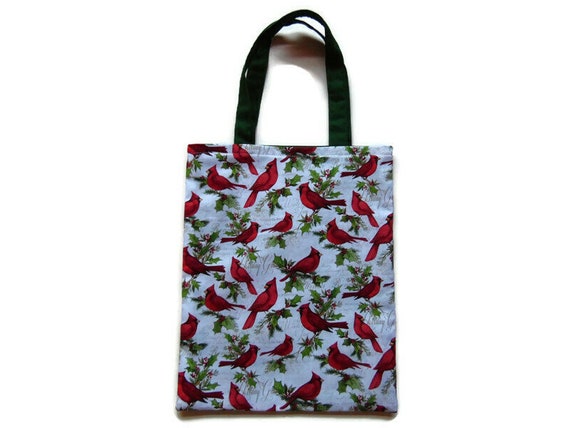 Christmas Cardinal Gift Bag Goodie Bag Small Book Tote - Etsy