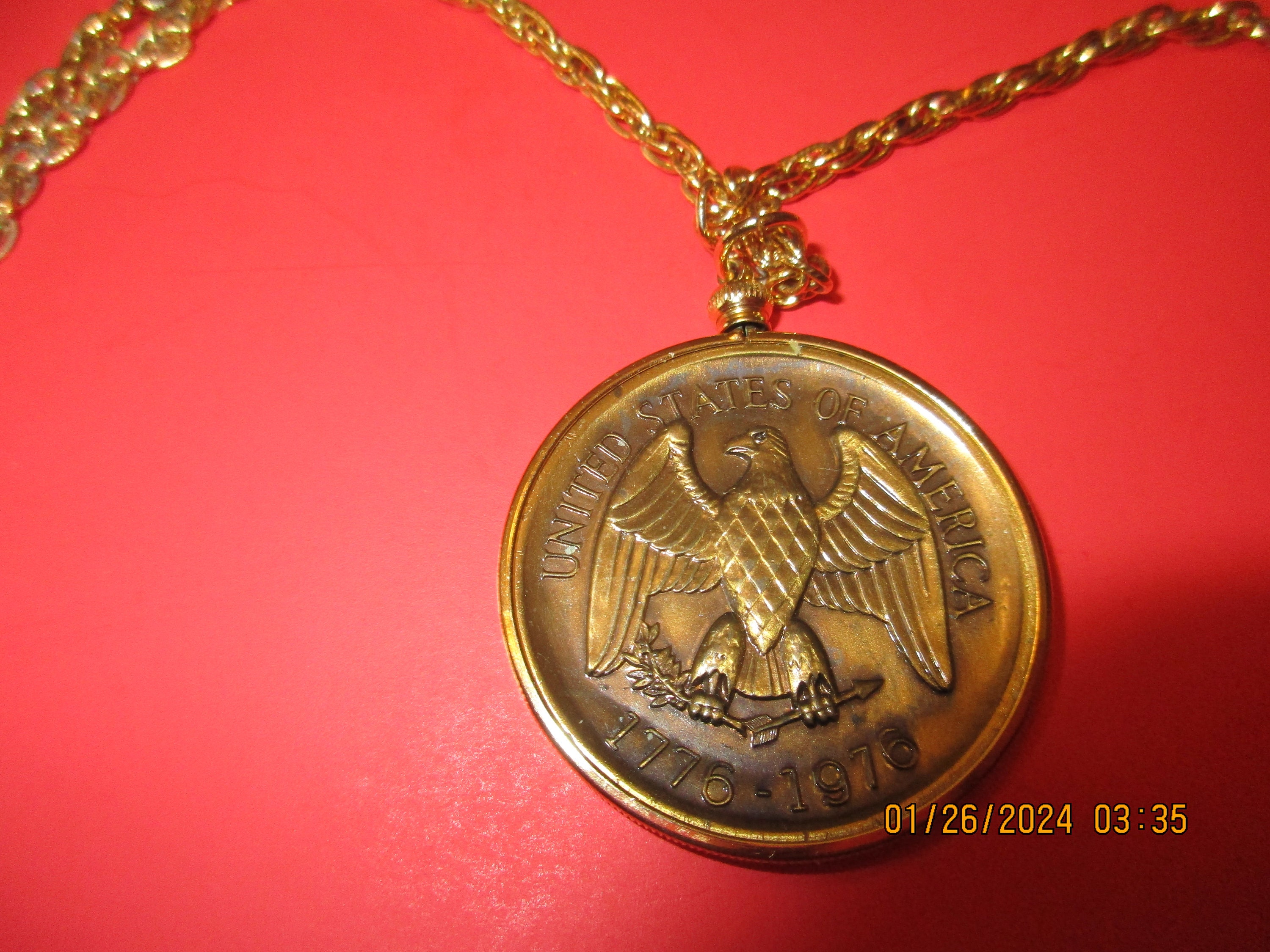 Vintage Bronze Bicentennial Medallion Necklace 24 Inch - Etsy
