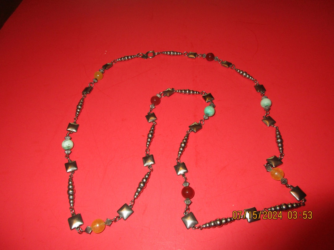 Vintage Sorrelli 40 Inch Necklace - Metal With Beads - Circa 1980's - Etsy