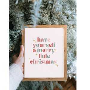 Pink Christmas Wall Art, Pastel Christmas Art, Christmas Wall Art, Boho ...