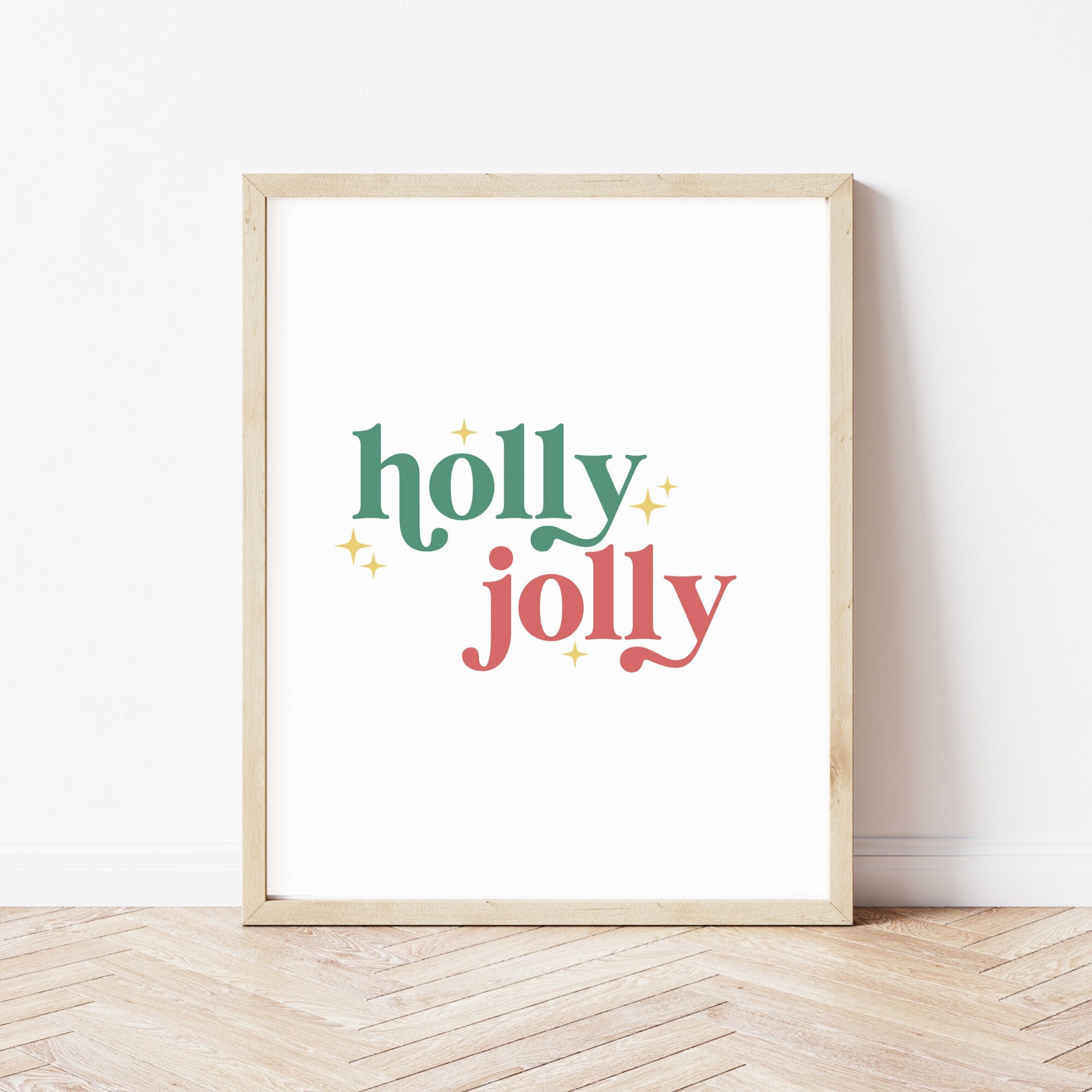 Holly Jolly Christmas Printable, Christmas Wall Art, Pastel Christmas ...