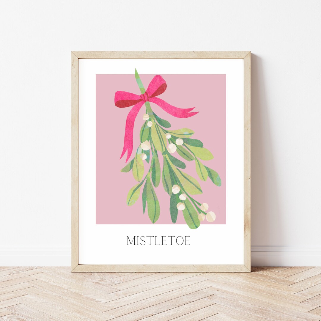 Mistletoe Printable, Pink Christmas, Pastel Christmas Printable ...