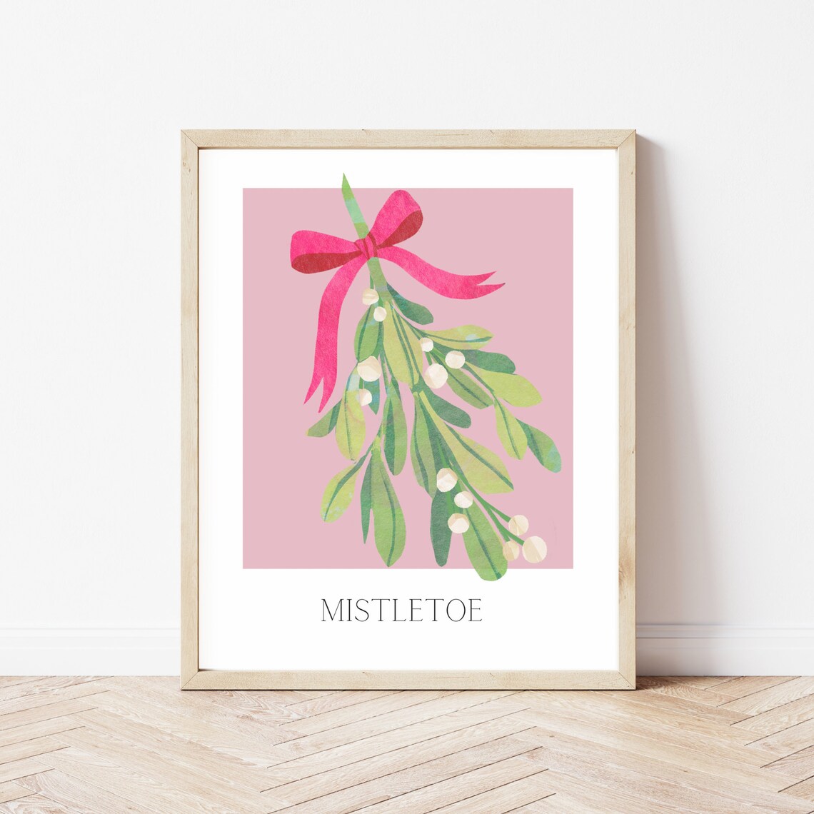Mistletoe Printable, Pink Christmas, Pastel Christmas Printable ...