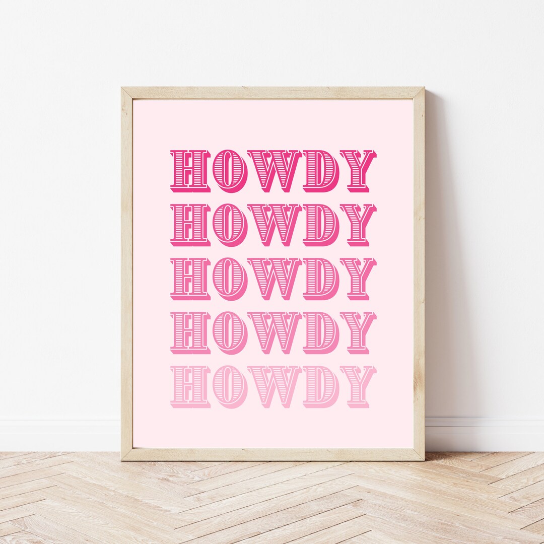 Pink Howdy Retro Print, Howdy Cowgirl Print, Pink Western Artwork ...