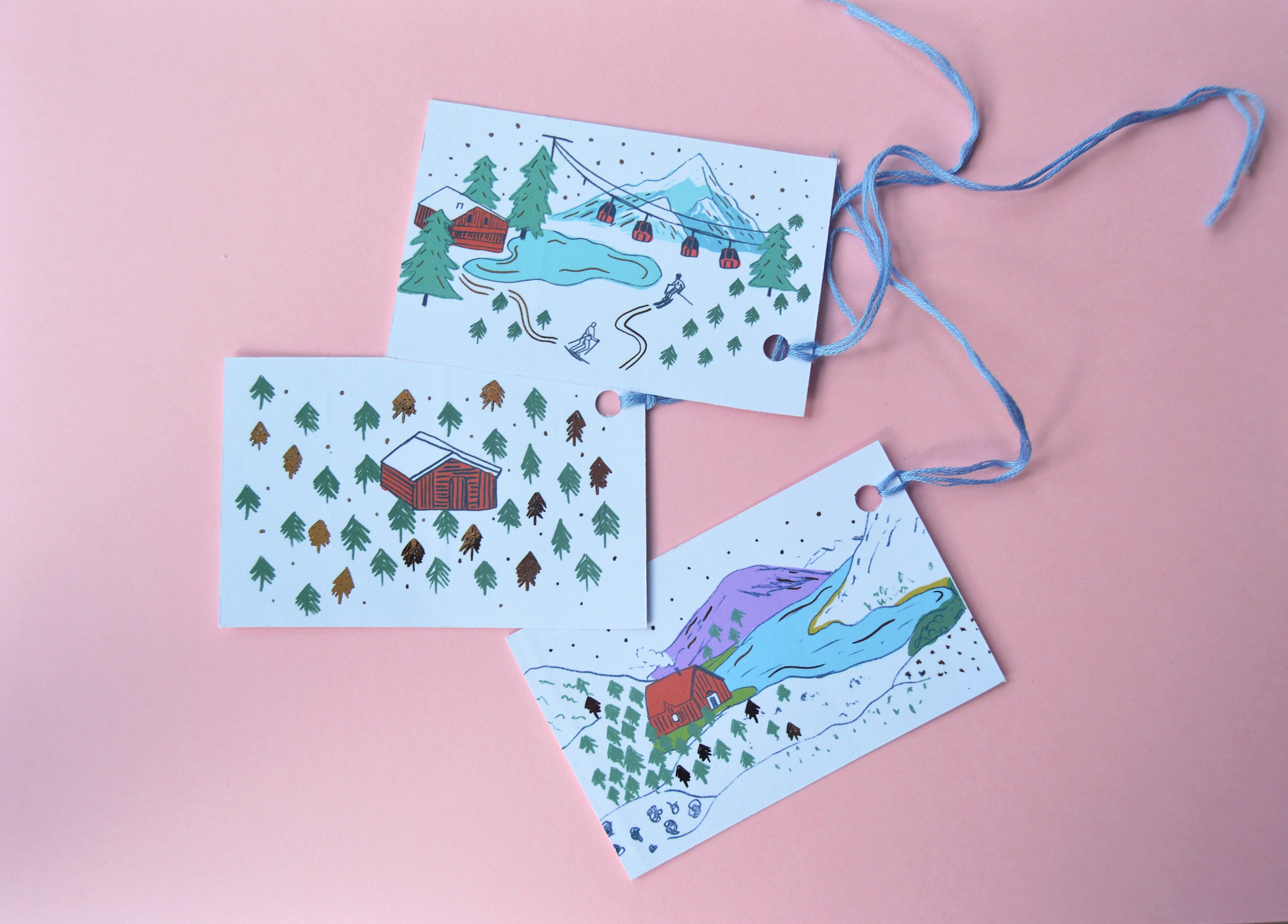 Alpine Ski Scene Wrapping Paper | Etsy