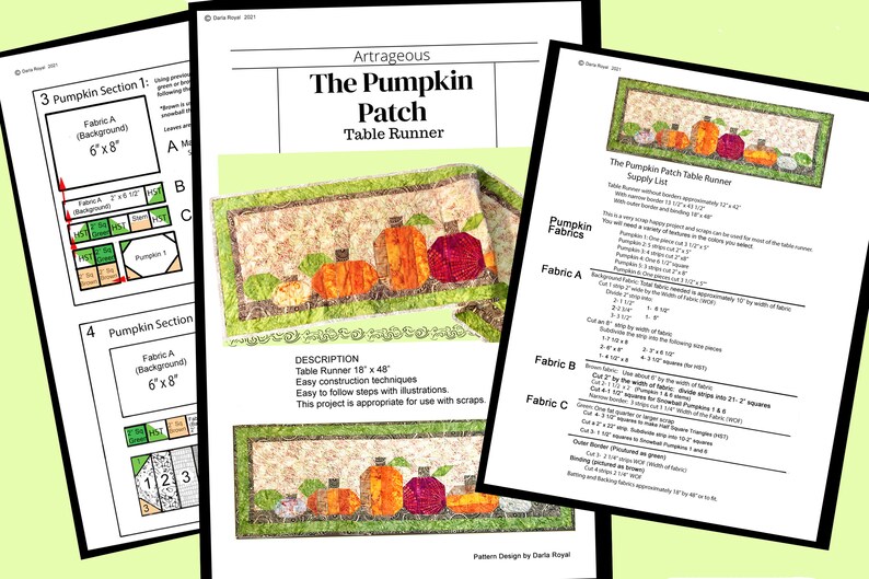 The Pumpkin Patch Table Runner Pattern PDF Download - Etsy