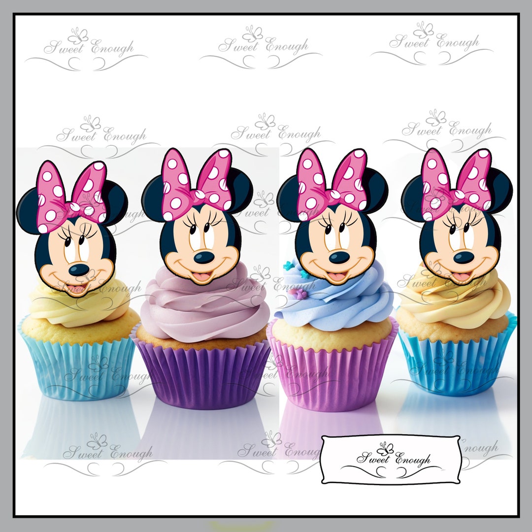 8 X Pcs MINNIE MOUSE Edible CARD Wafer Paper Cake Topper Birthday Party ...
