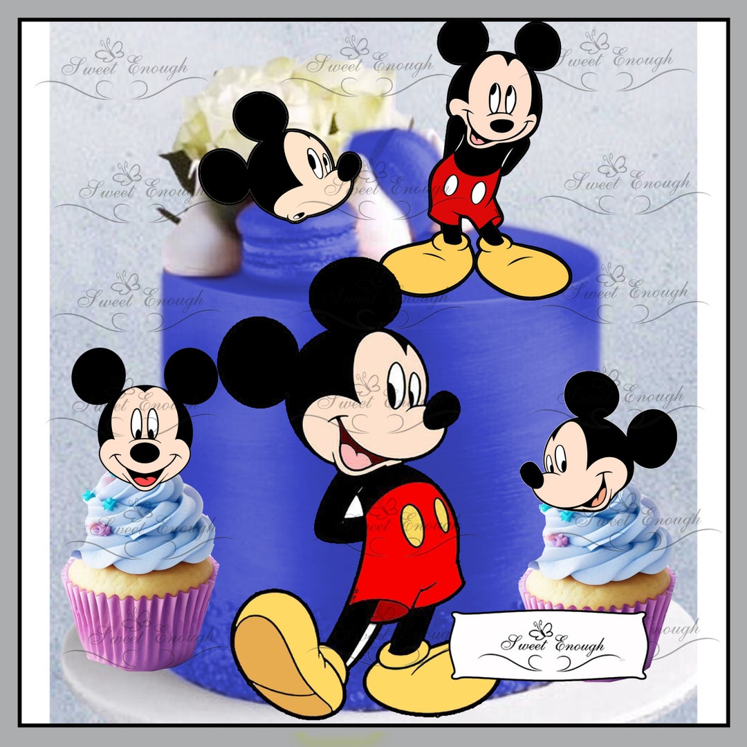 10 X Pcs MICKEY MOUSE Edible CARD Wafer Paper Cake Topper Birthday ...