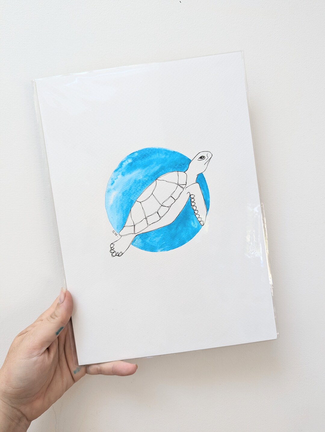 Turtle Ink Drawing on A4 Watercolour Paper - Etsy