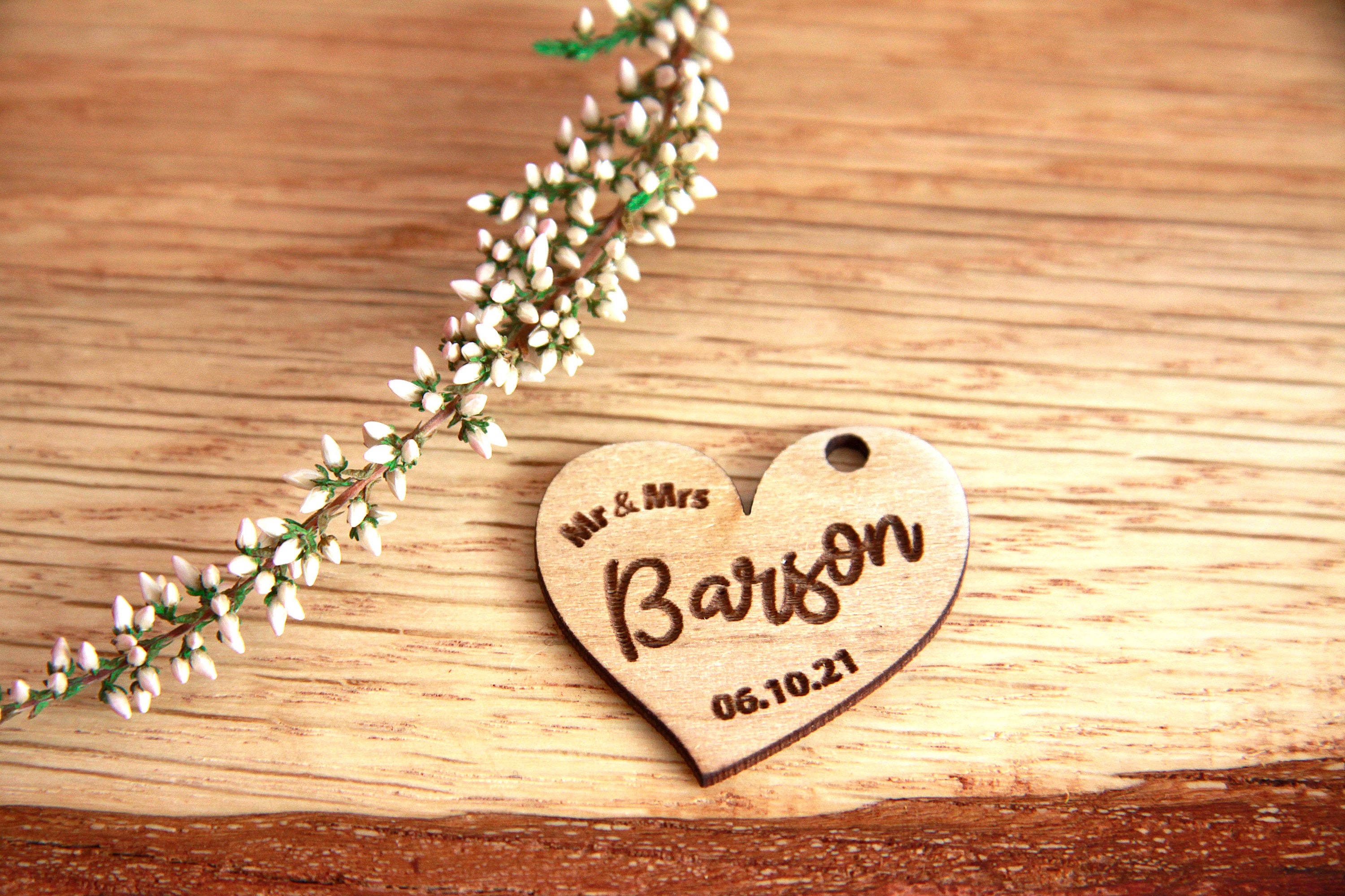 SET of 25 Custom Engraved Wood Heart Personalized Wooden - Etsy