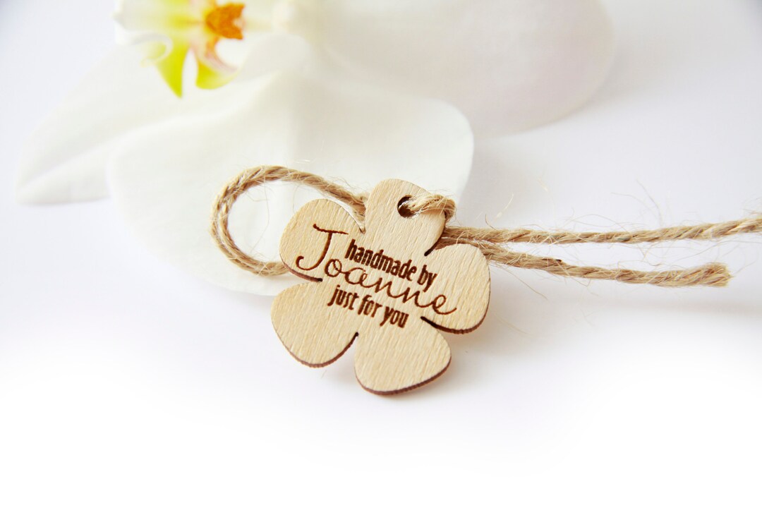 Set of 60 Wooden Custom Tags: Handmade Packaging Knitting Crochet Tags ...