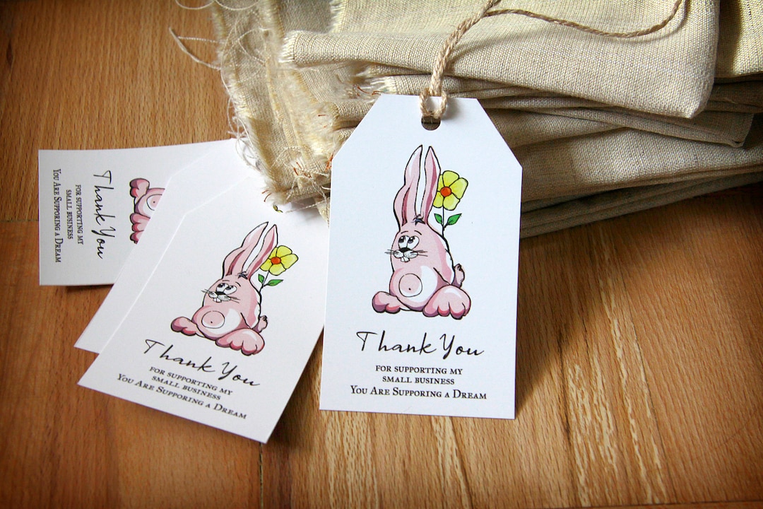 Custom Printed Gift Tag With Bunny, Personalized Label - Etsy