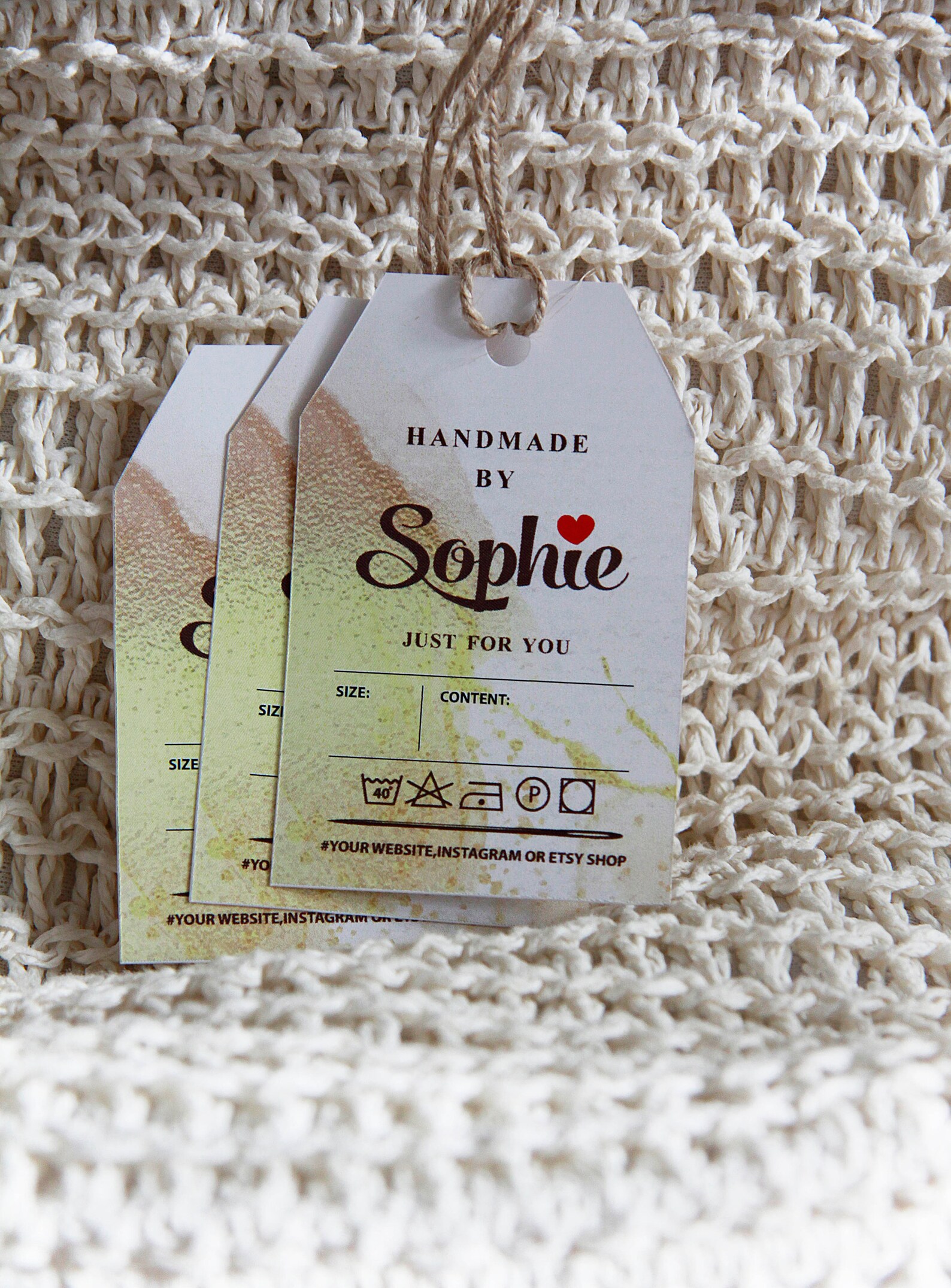 Hand Knit Care Tags SET OF 50 Printed Labels Custom Tags | Etsy