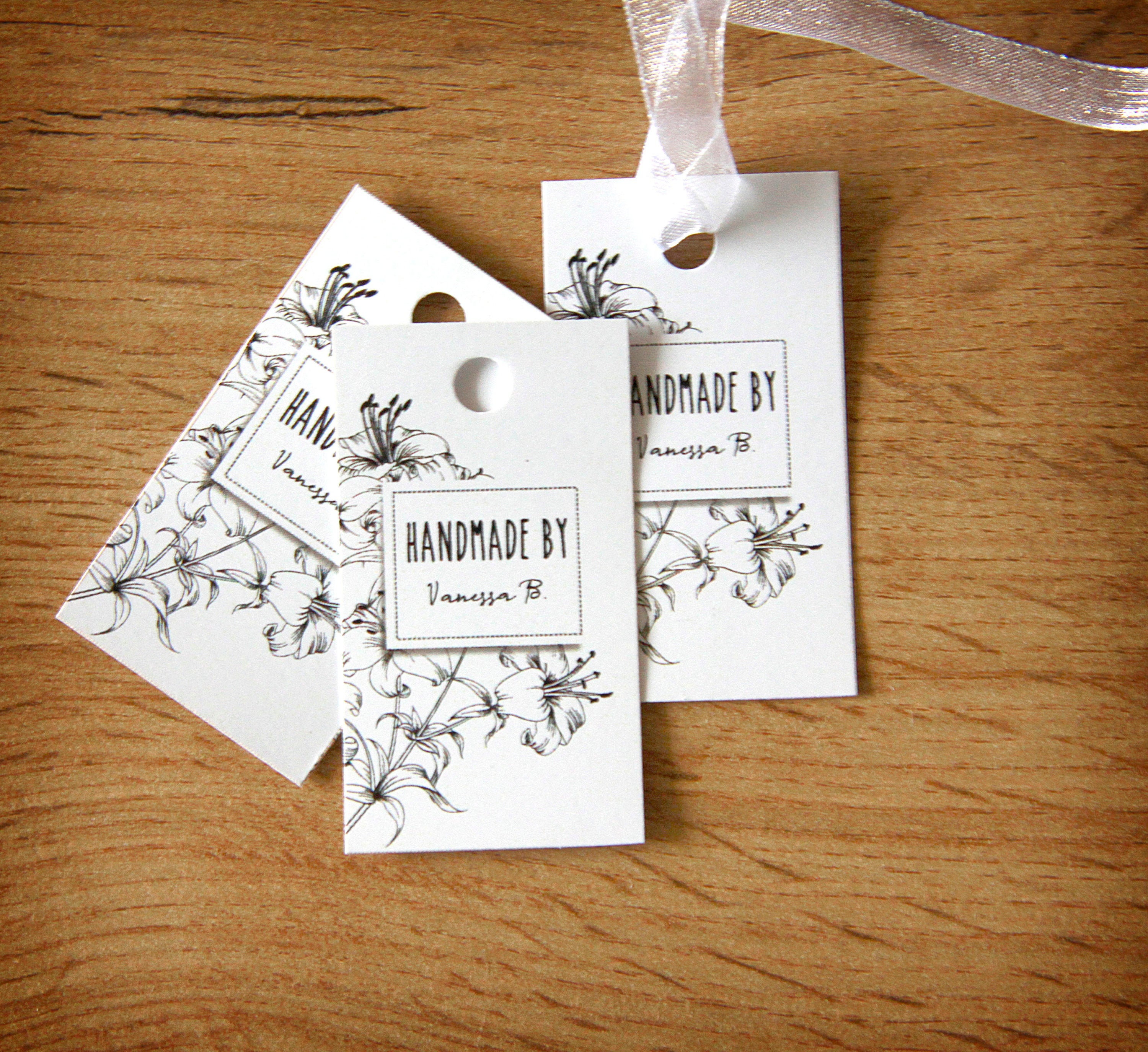 SET OF 60 Printed Labels Mini Tags Custom Tags Handmade by Labels ...