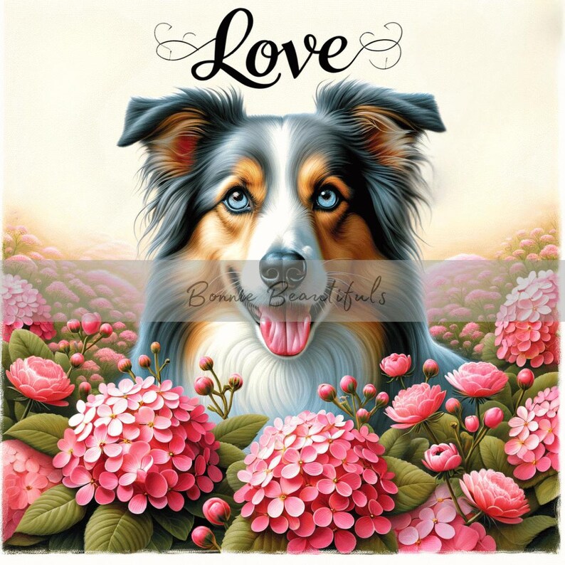 Border Collie Valentine Digital Art BUNDLE - Etsy
