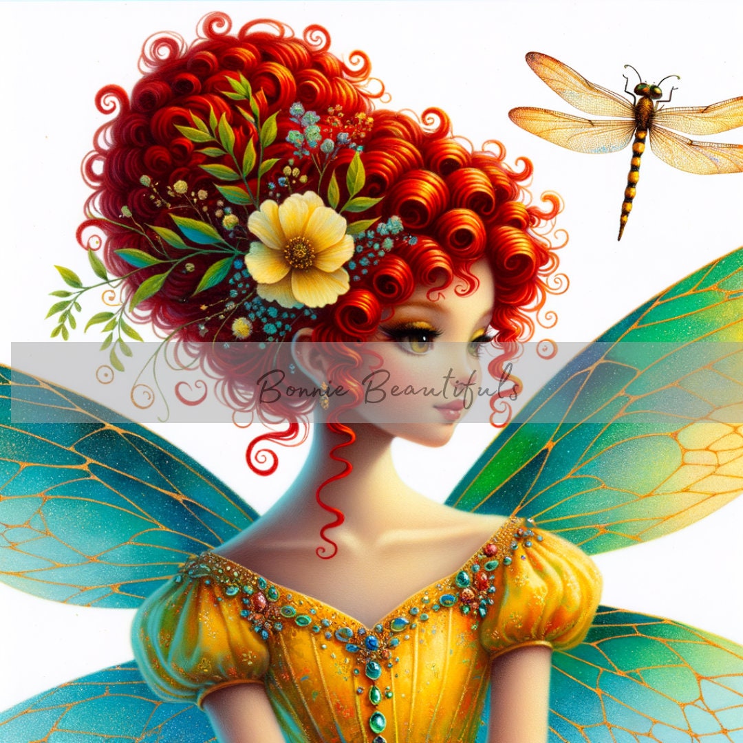 Red Haired Fairy Image and Coloring Book for Adults: Vol 6-10 - Etsy