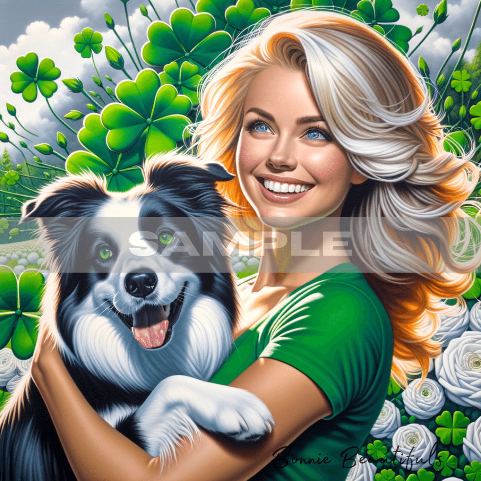 St. Patrick's Day Border Collies: Pets and People Digital Art Images V6 ...