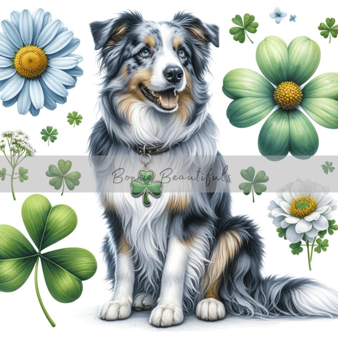 St. Patrick's Day Border Collie Digital Art Volume 6-10 - Etsy