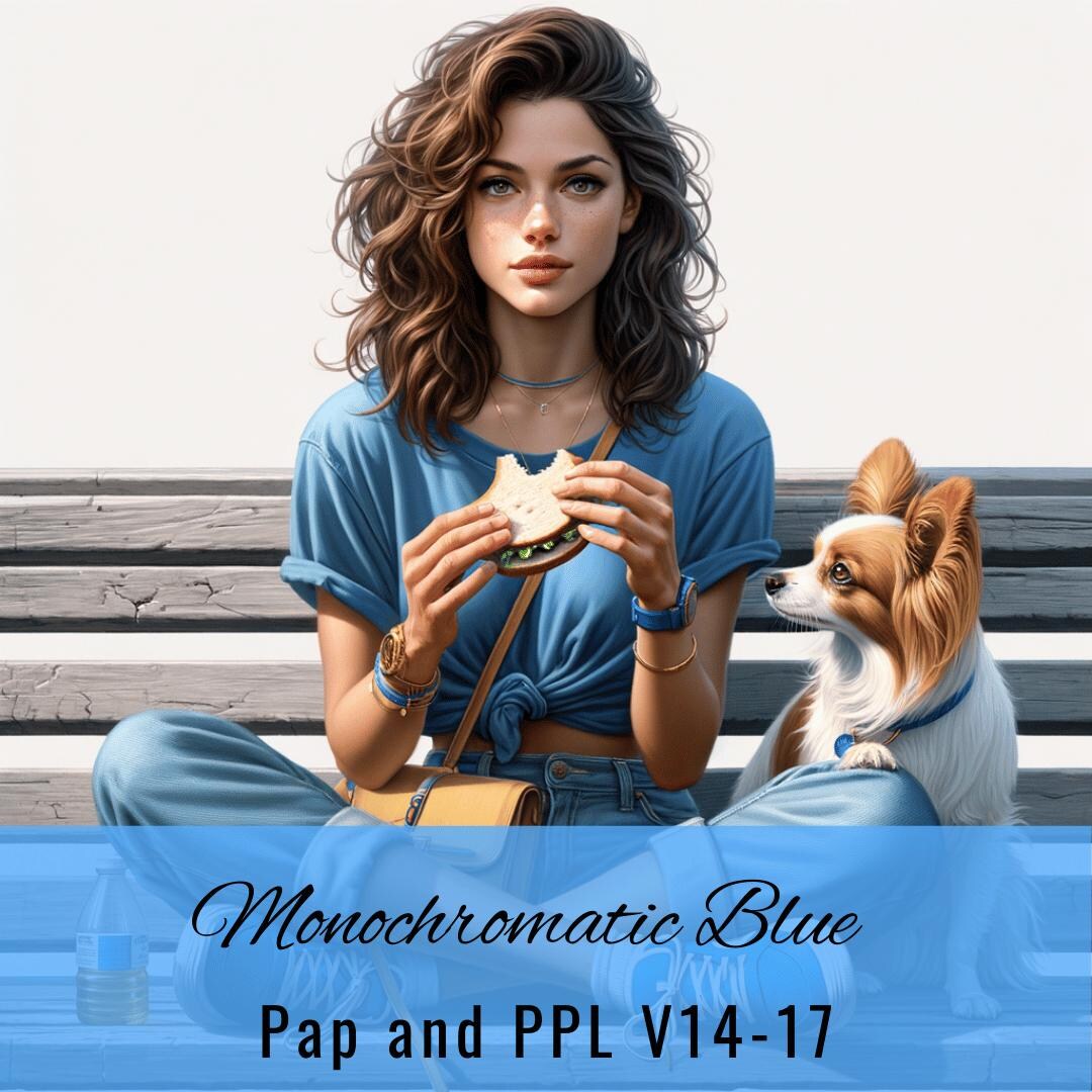 Monochromatic BLUE Papillon and People Series V14-17 - Etsy UK