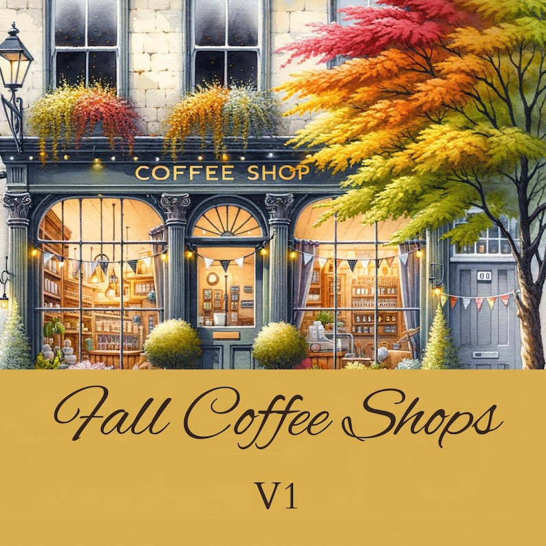 Cozy Coffee Shop Fall-themed Digital Art: V1 - Etsy